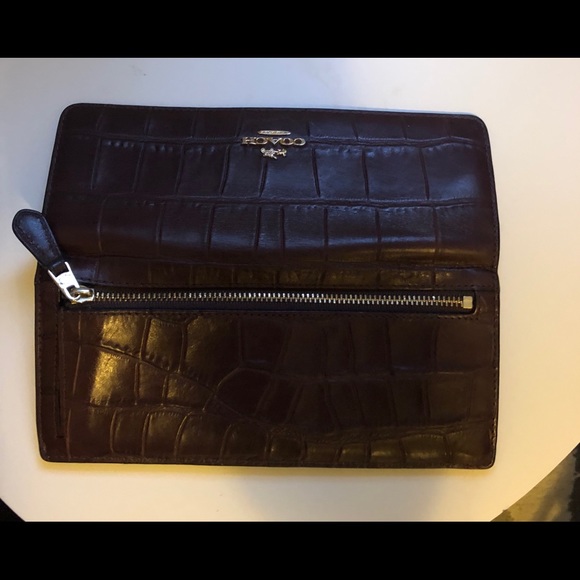 Coach | Bags | Coach Leather Wallet Deep Purple | Poshmark